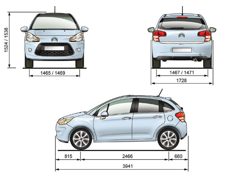 Citroen C3 Dimensions in Mm Technical Data Citroen C3 Owners Manual Citroen C3 Dimensions in Mm Technical Data Citroen C3 Owners Manual